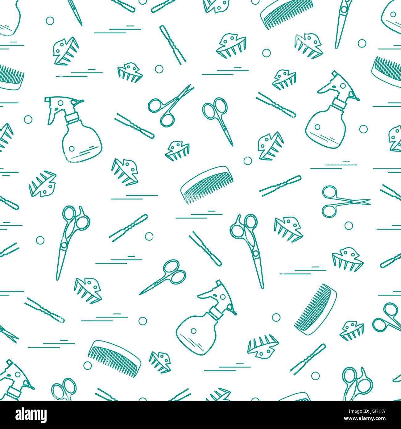 Cute pattern of scissors, combs, hairclip, hairpins and sprayer. For ...