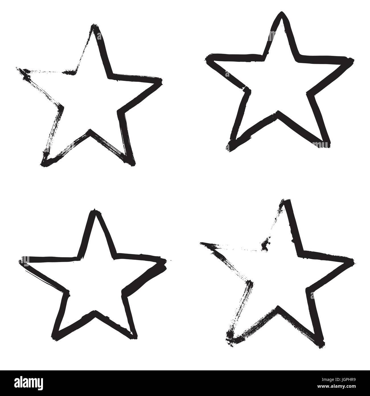 Stars Hand Drawn Set Isolated on White Background. Vector Illustration ...