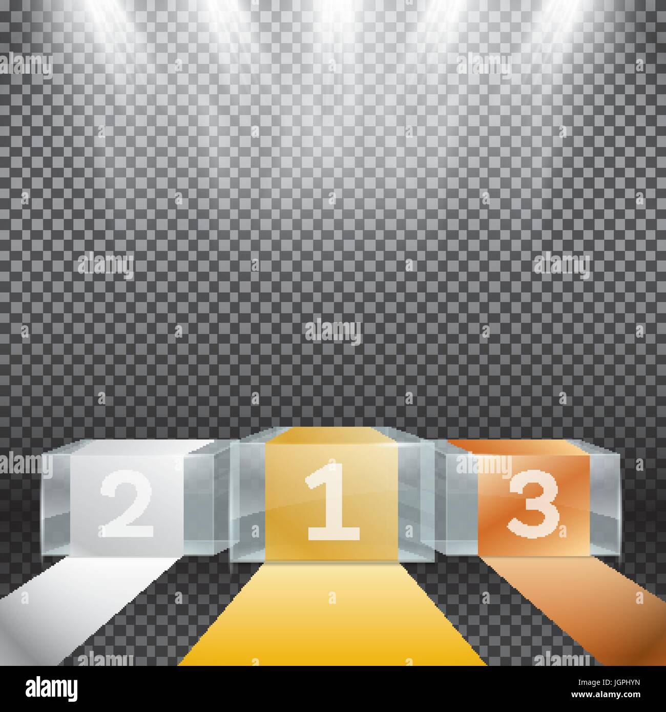 Glass Winner Podium with Spotlights on Transparent Background. Vector ...