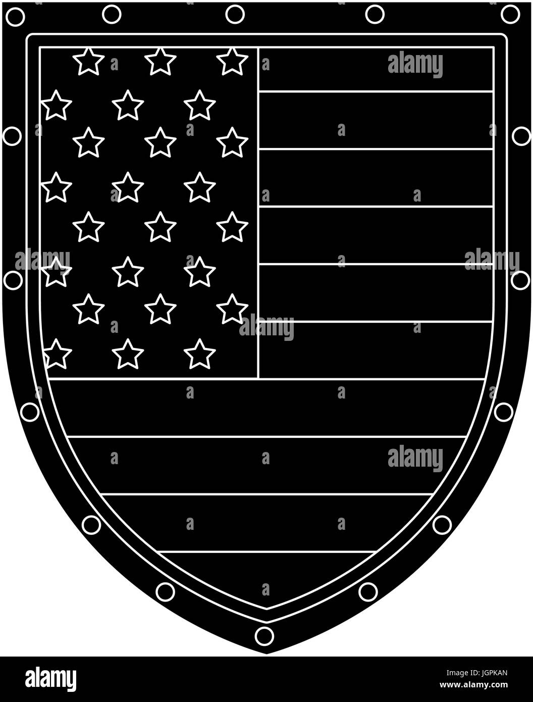 shield with usa country flag icon over white background vector ...