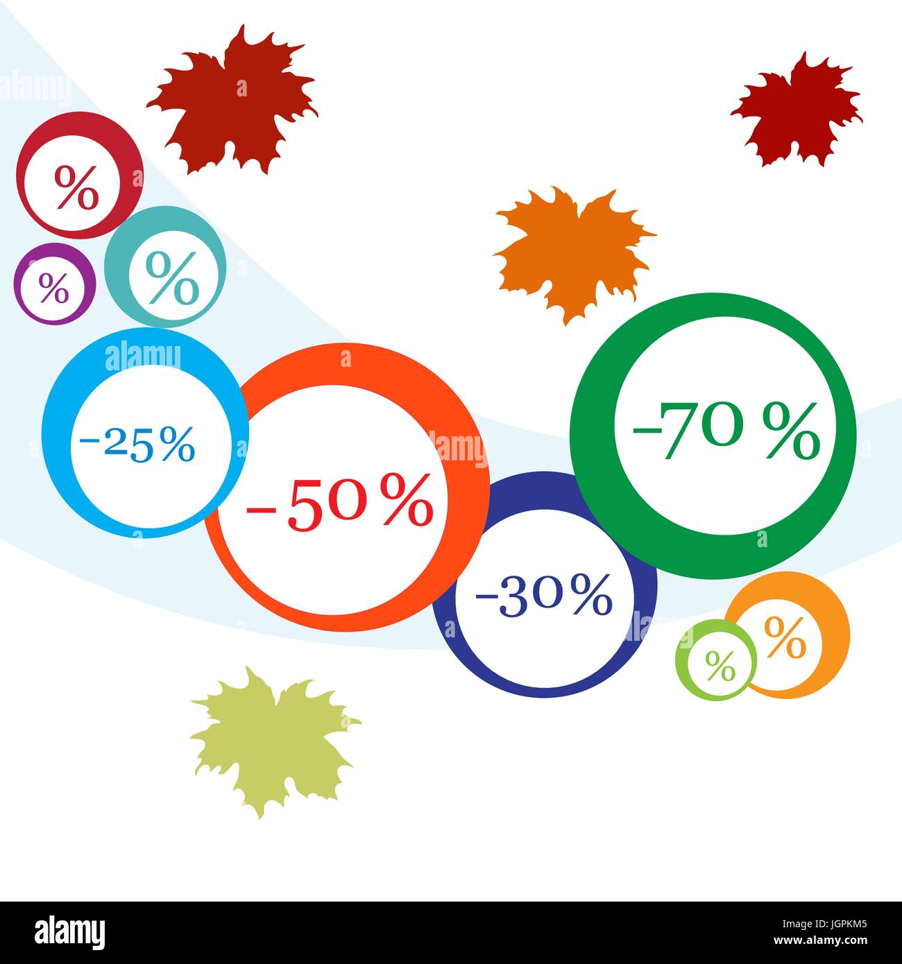 Vector illustration of various discounts for markets and shops. Label ...