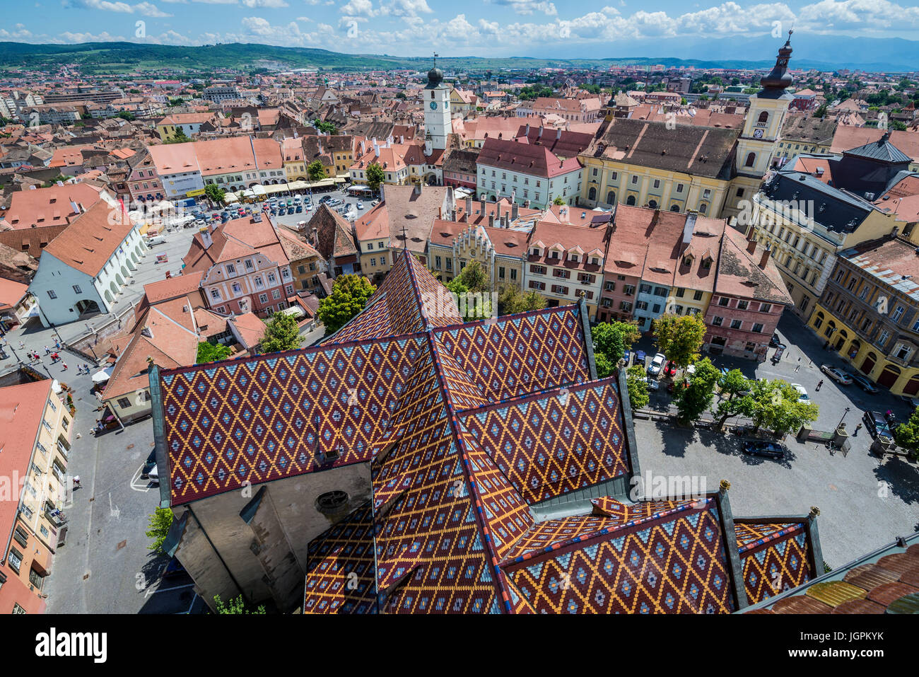 Aerial view with Holy Trinity Church and Council Tower from Lutheran ...