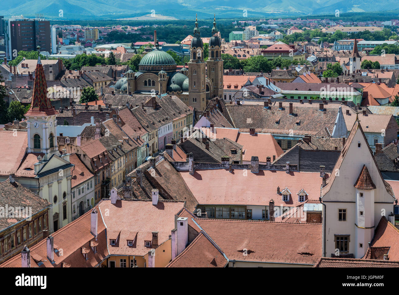 Old Town with Reformed Church and Orthodox Holy Trinity Cathedral seen ...