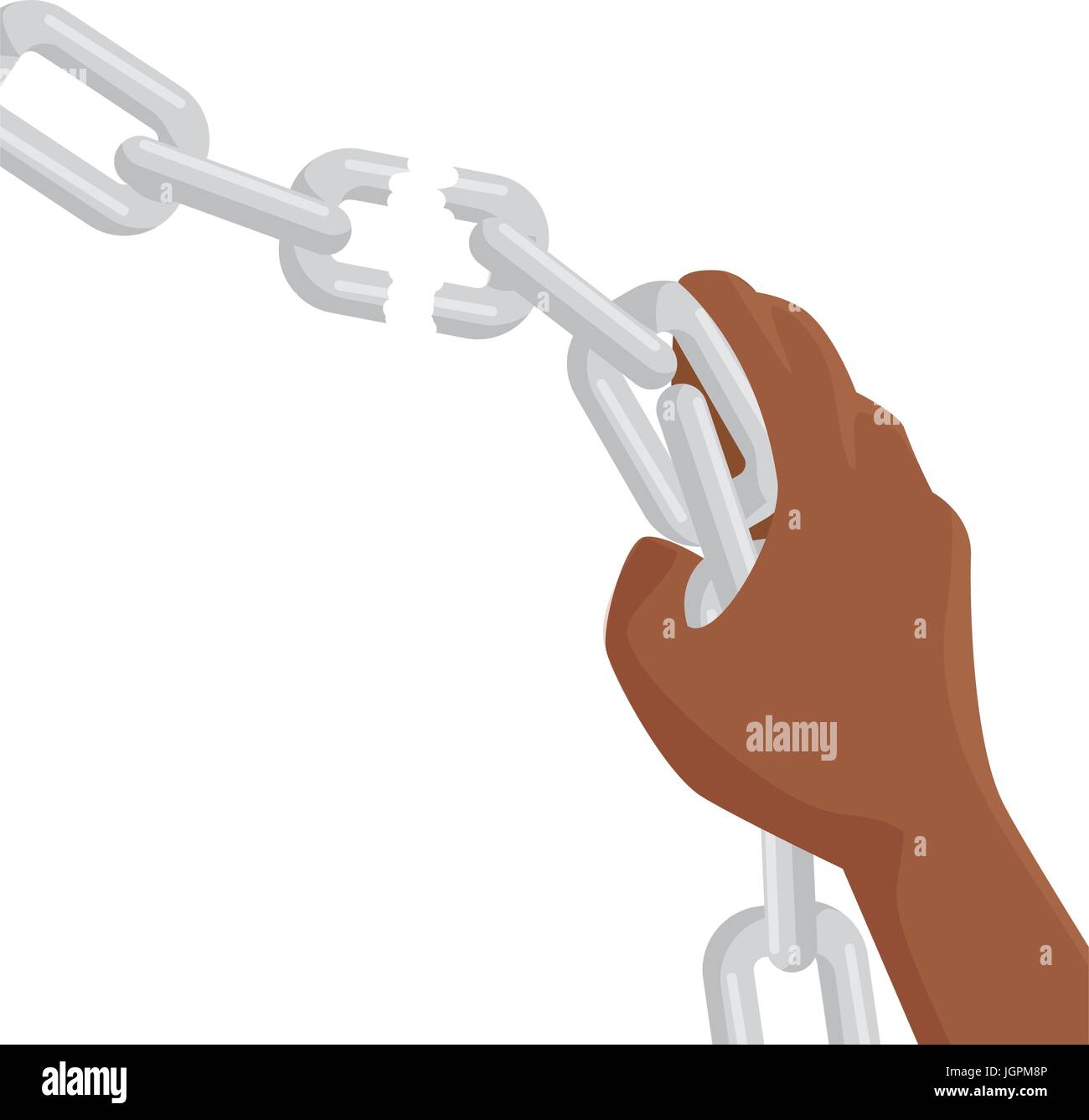 Hand grabbing a chain icon over white background vector illustration ...