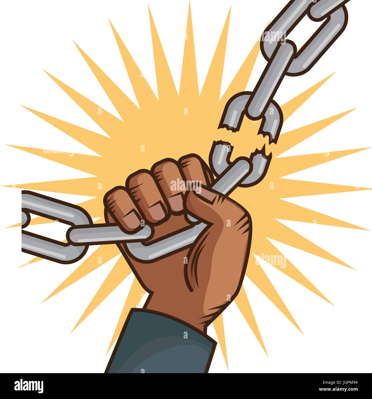 hand grabbing a broken chain icon over white background vector ...