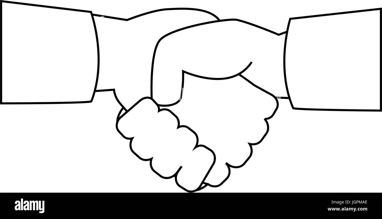 Hands with handshake agreement icon over white background vector ...