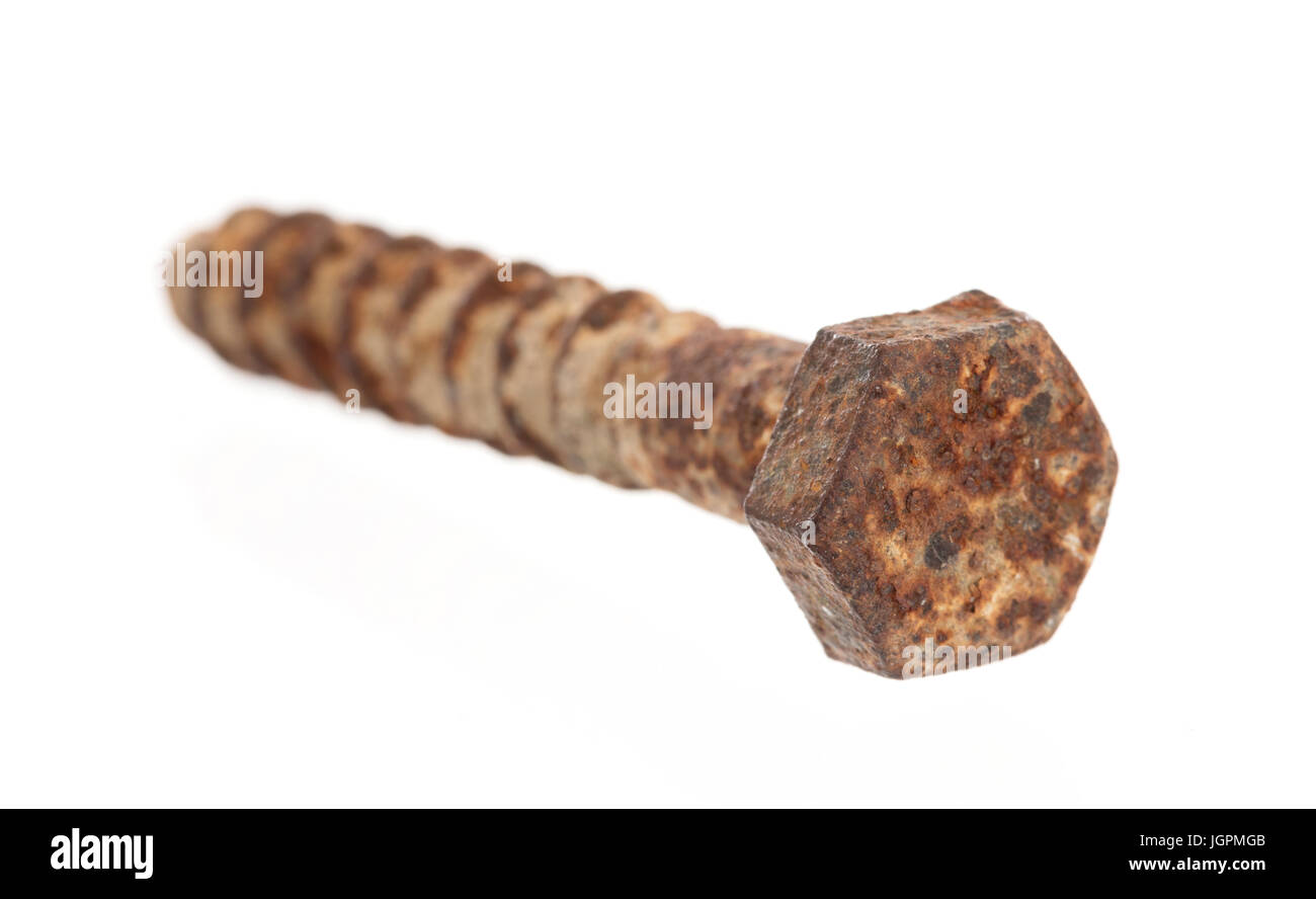 Rusted old screw isolated on white background Stock Photo - Alamy