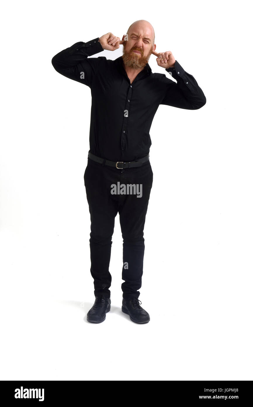 noise man on white Stock Photo - Alamy