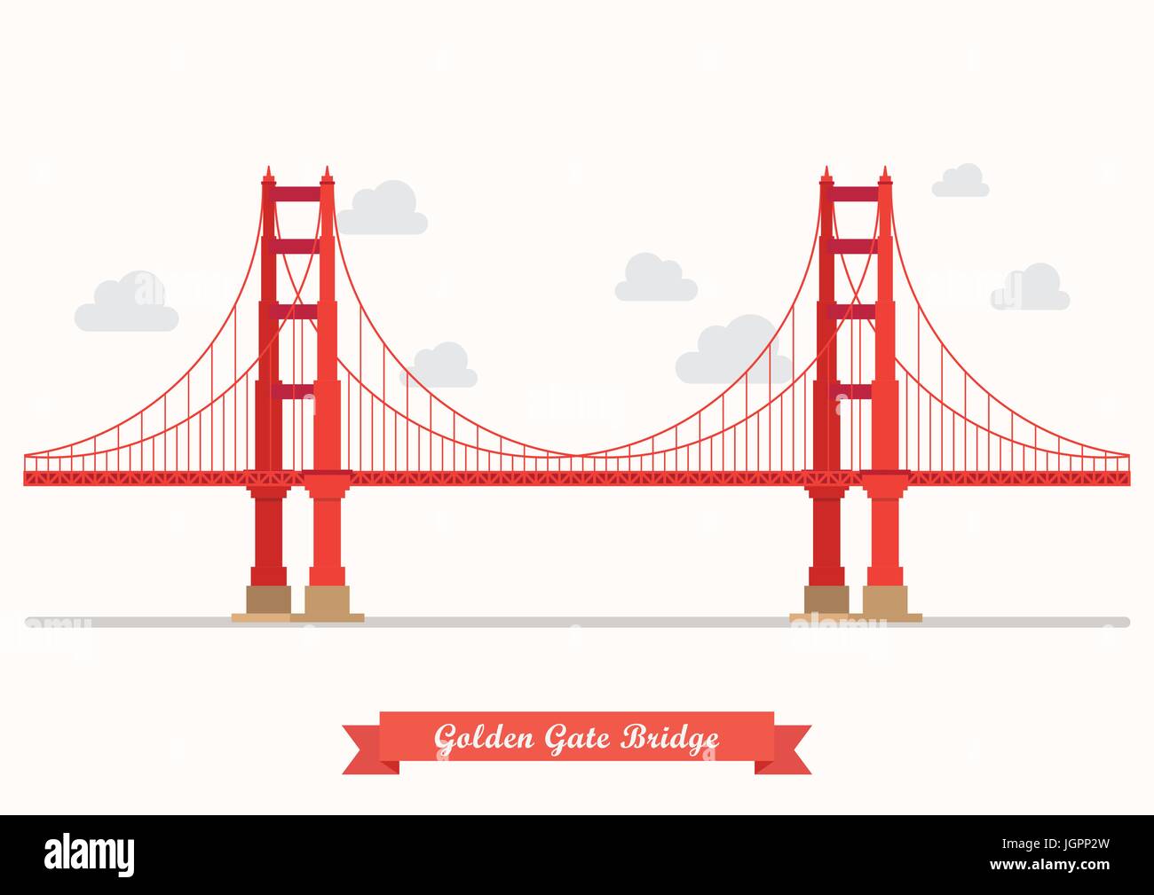 Golden Gate Bridge illustration. Flat style design isolated on ...