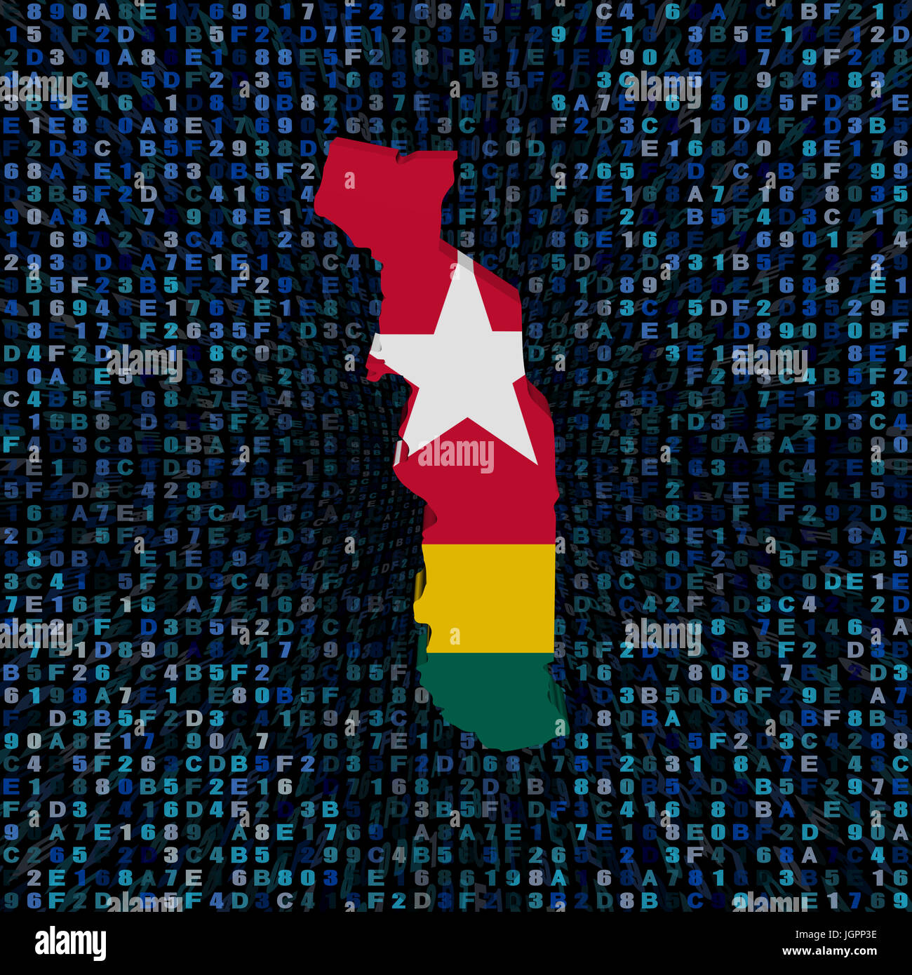 Togo map flag on hex code illustration Stock Photo - Alamy