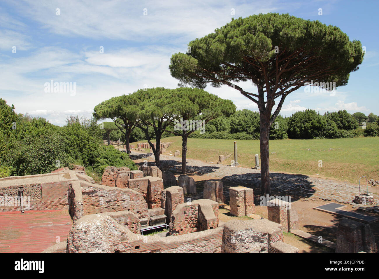 OSTIA ANTCA, ITALY - JULY 2, 2017: remains of Ancient Ostia town built ...