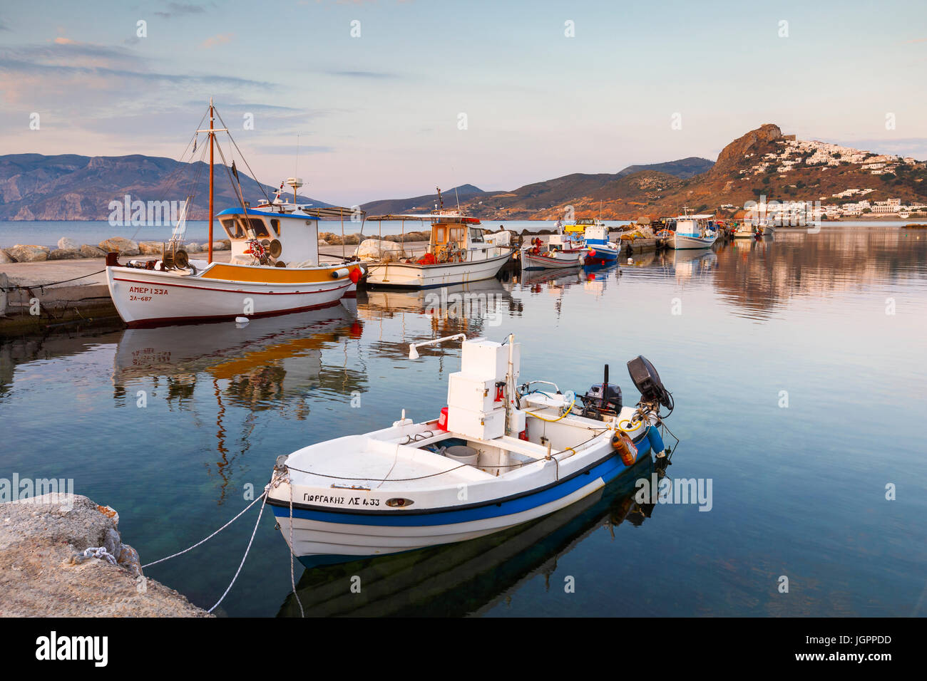 Fishing boats in a harbour near Molos village on Skyros island, Greece Stock Photo - Alamy
