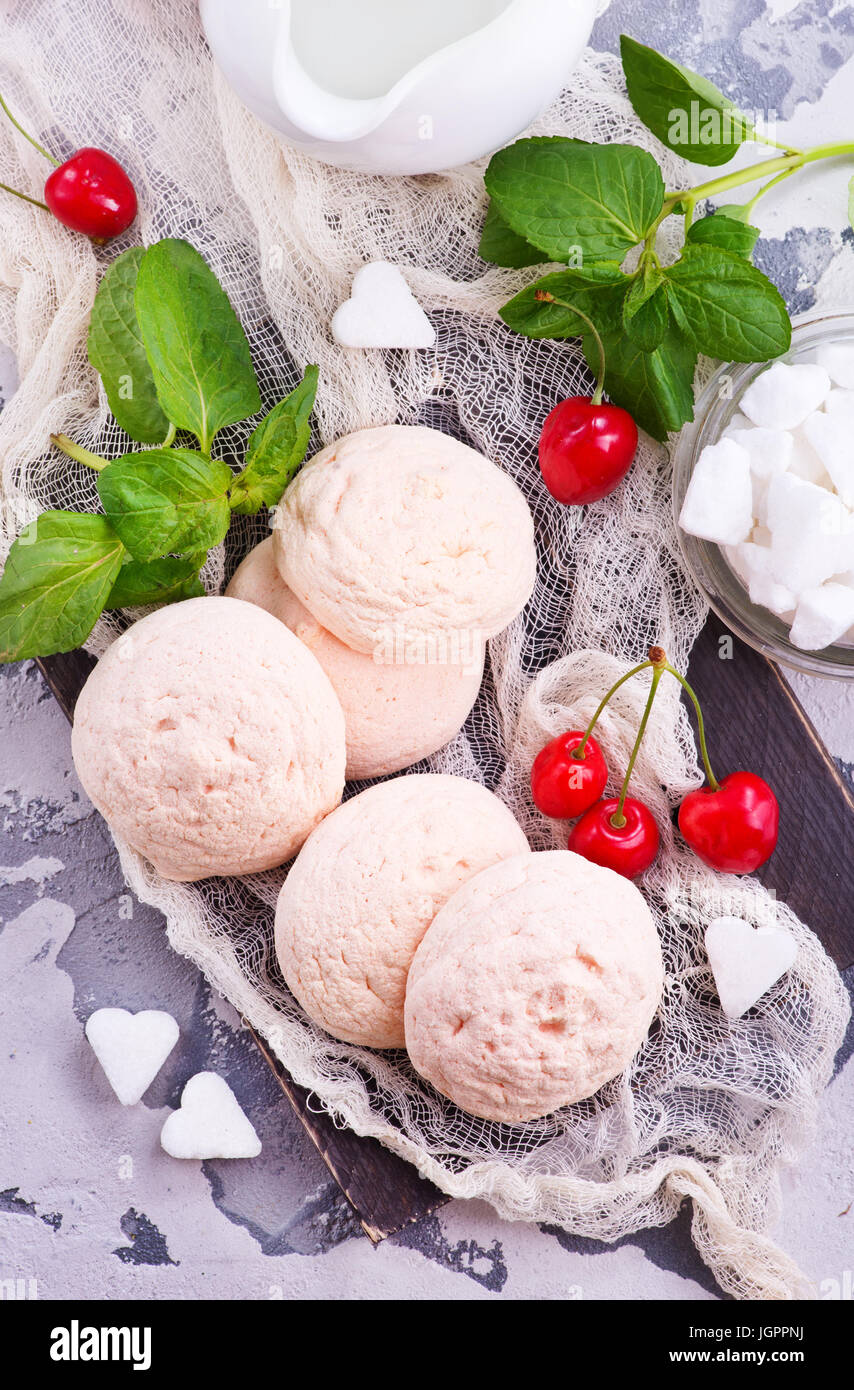 homemade zefir with cherry on a table Stock Photo - Alamy