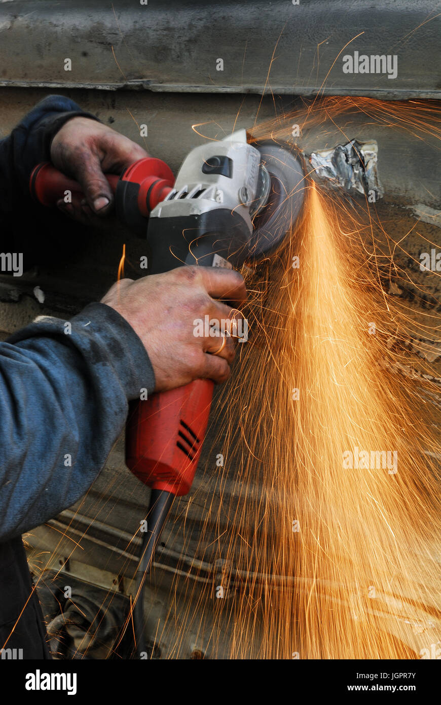 grinder, high, cutting, sparks, danger, safety, hygiene, work, hand ...