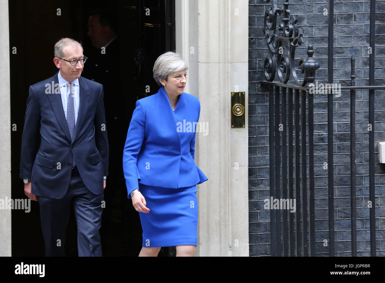 Theresa May and Philip May leaves Downing Street, London, to make their ...