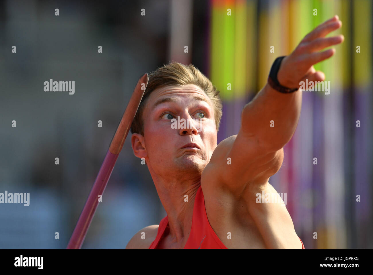 Thomas Roehler in action during the men's javelin finals at the German ...