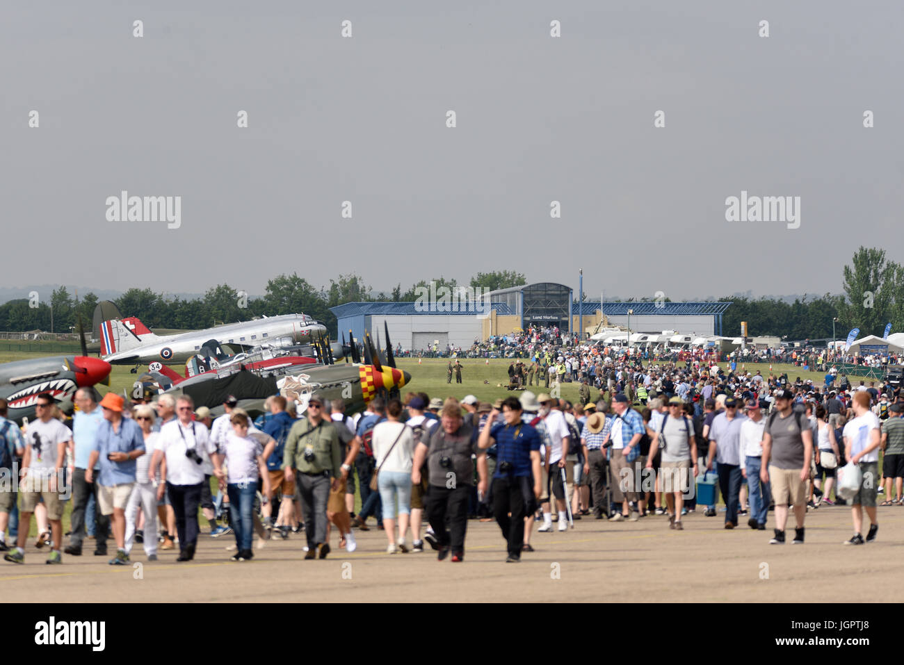 'Flying Legends' airshow at Duxford. Airshow crowd. People Stock Photo ...