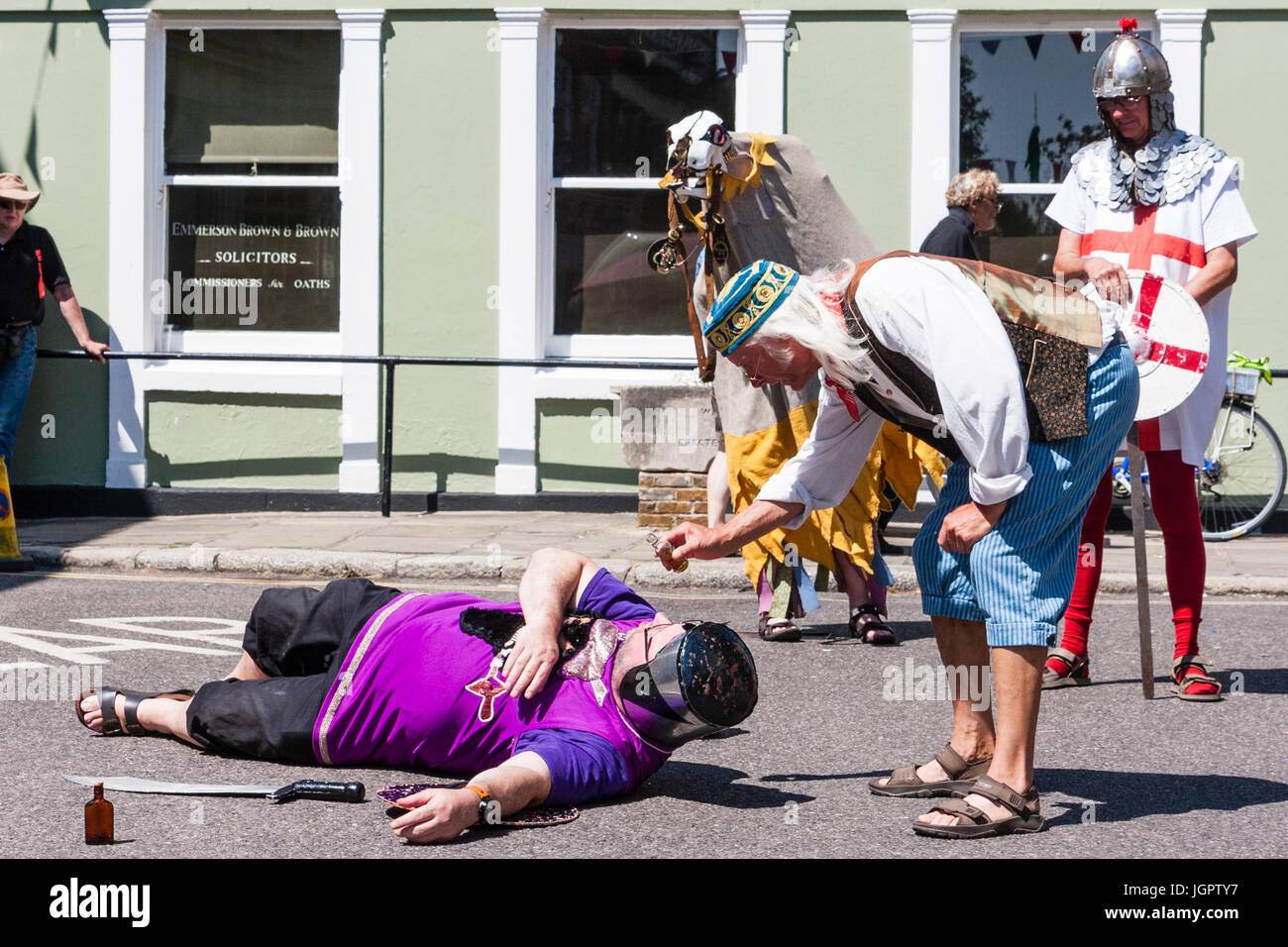 The Thameside Mummers performing a traditional mumming play in the ...