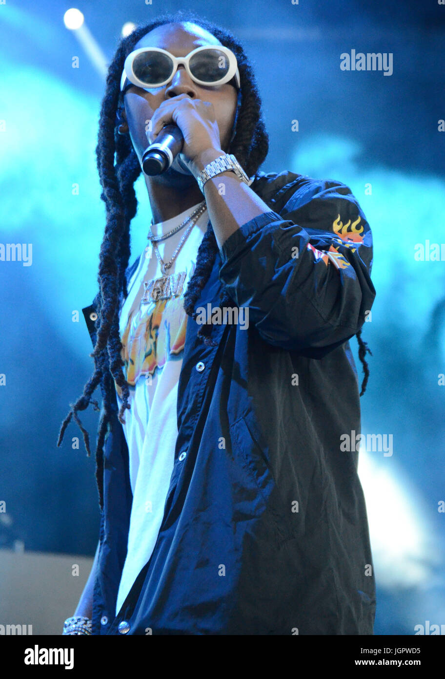 Milwaukee, Wisconsin, USA. 8th July, 2017. Rapper Takeoff of the group ...