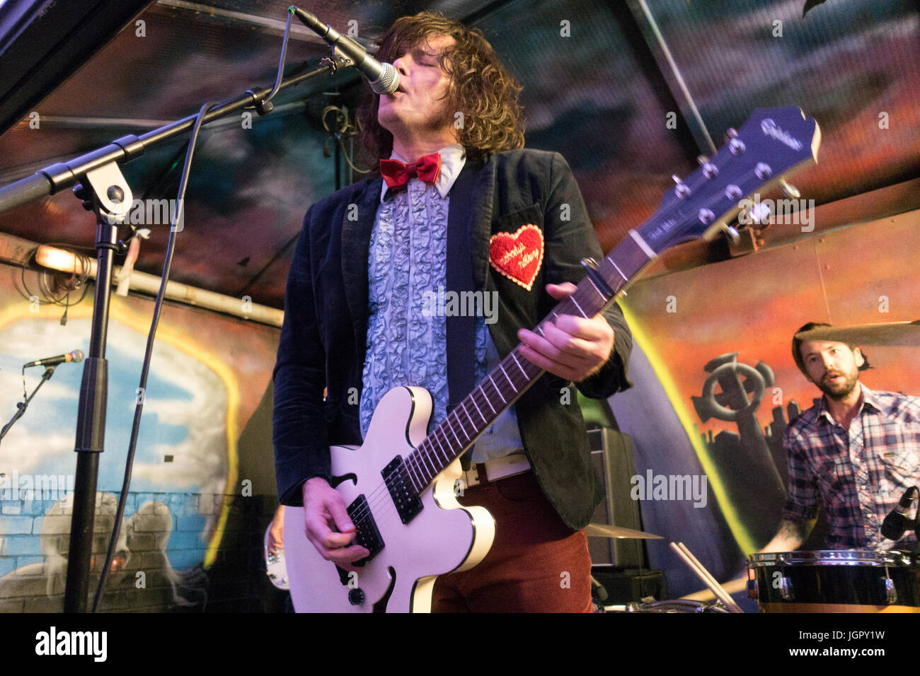 Bolton, UK. 9th Jul, 2017. James Alex, lead singer with American punk ...