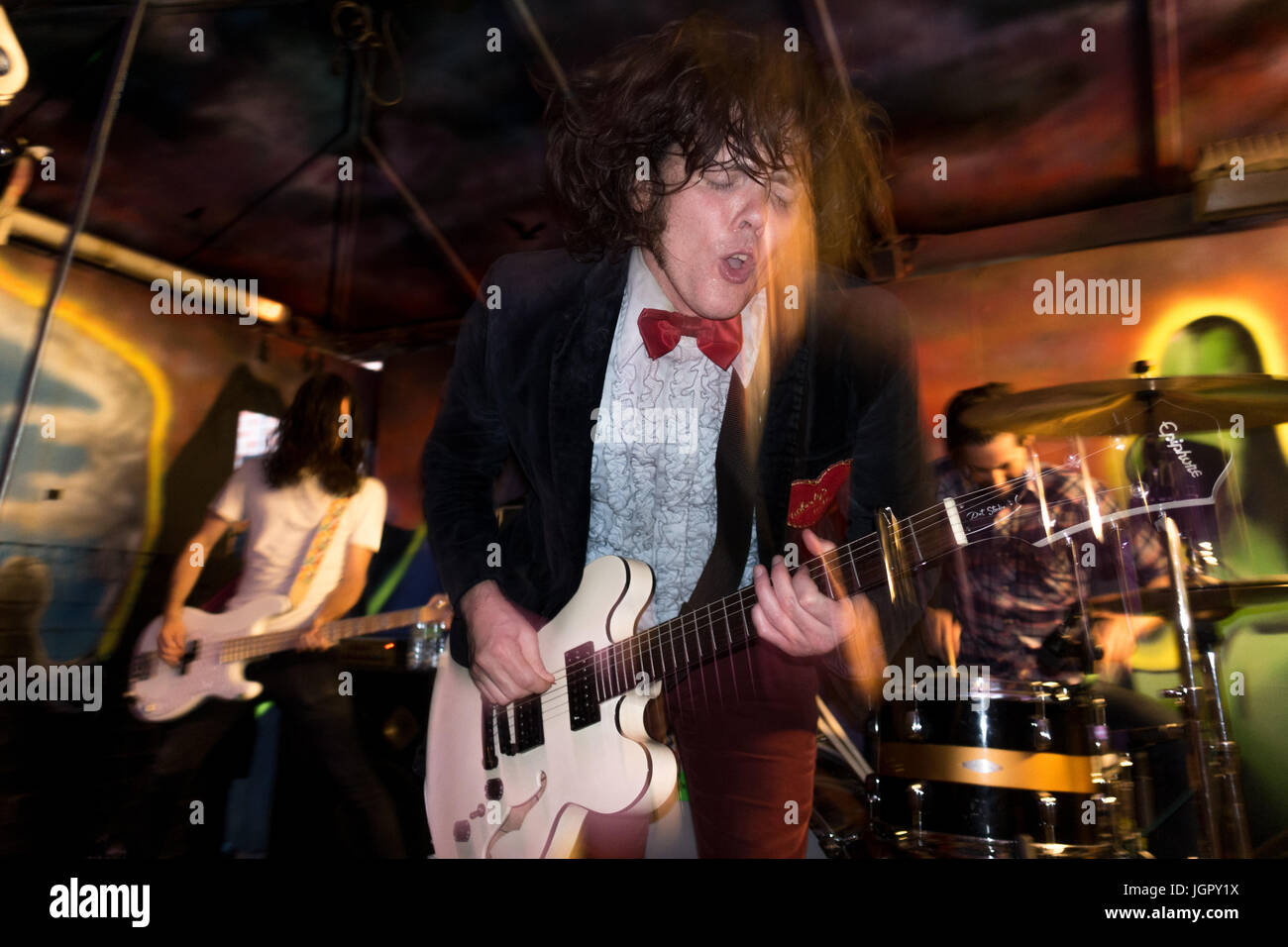 Bolton, UK. 9th Jul, 2017. James Alex, lead singer with American punk ...