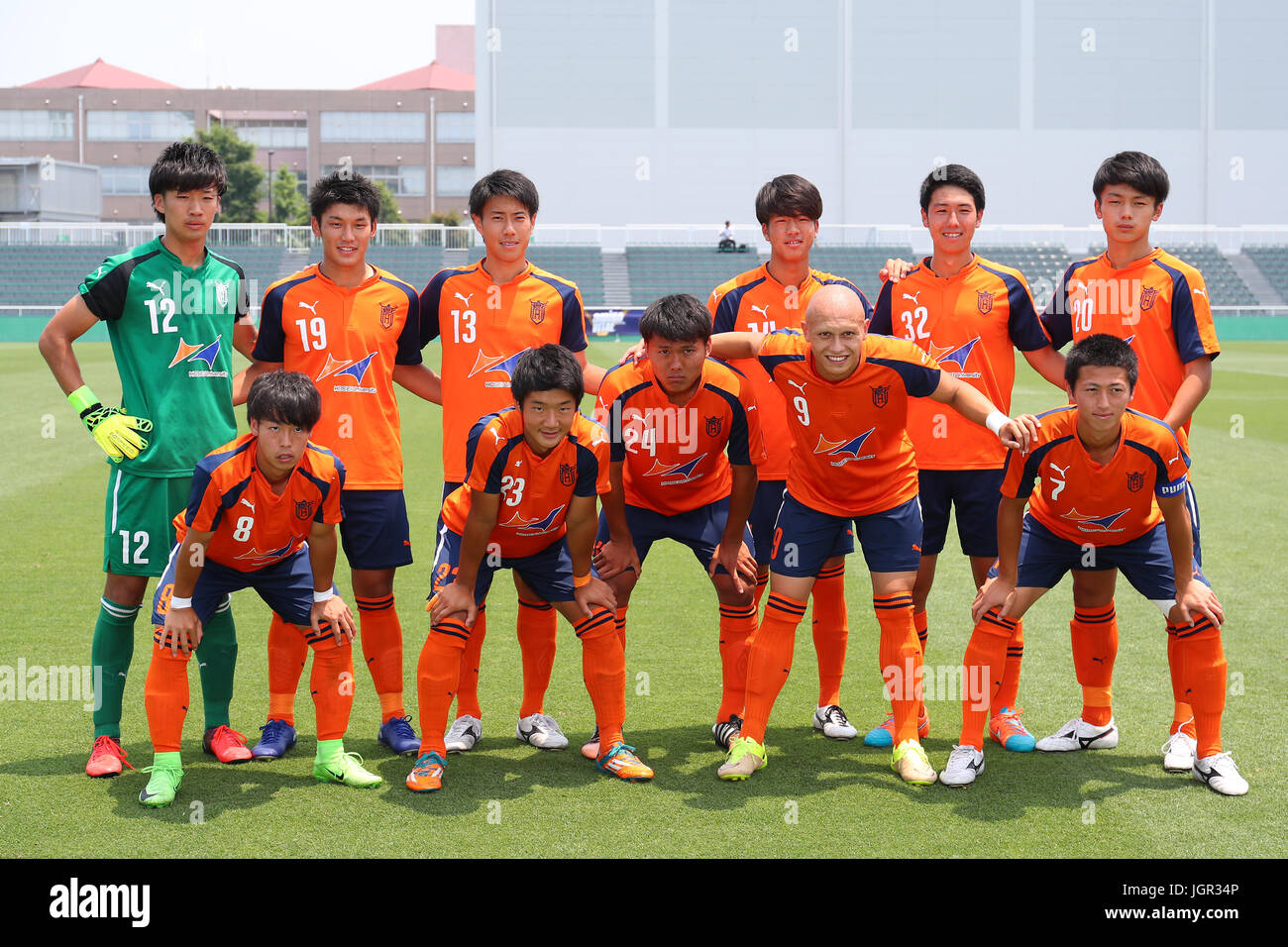Tokyo, Japan. 9th July, 2017. Hosei University team group line-up ...