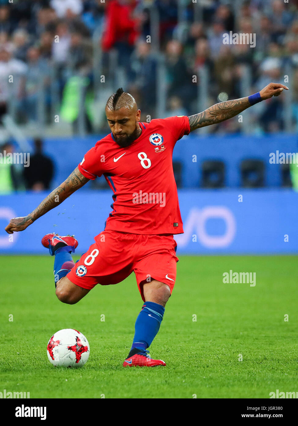 Saint Petersburg, Russia. 2nd July, 2017. Chile's Arturo Vidal during ...