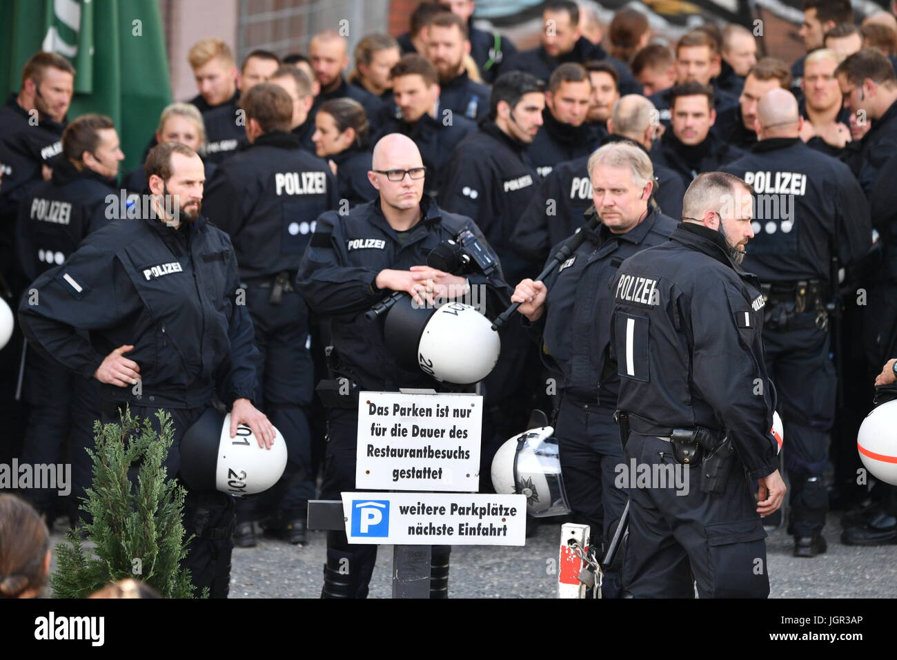 Police officers at the 'Welcome to Hell' demonstration against the G20 ...