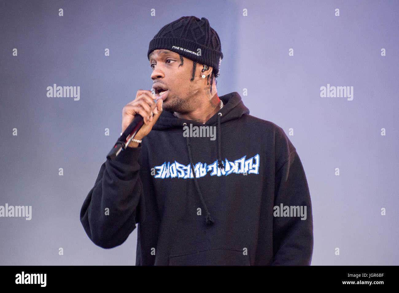 Turku, Finland. 9th July 2017. American Rapper Travis Scott performs at ...