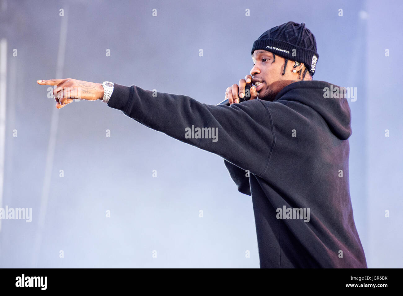 Turku, Finland. 9th July 2017. American Rapper Travis Scott performs at ...