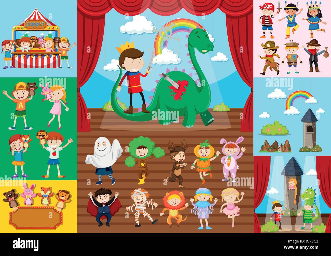 Children and school drama scenes illustration Stock Vector Image & Art ...