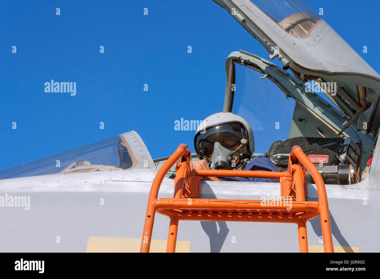 Military pilot in the cockpit of a jet aircraft Stock Photo - Alamy