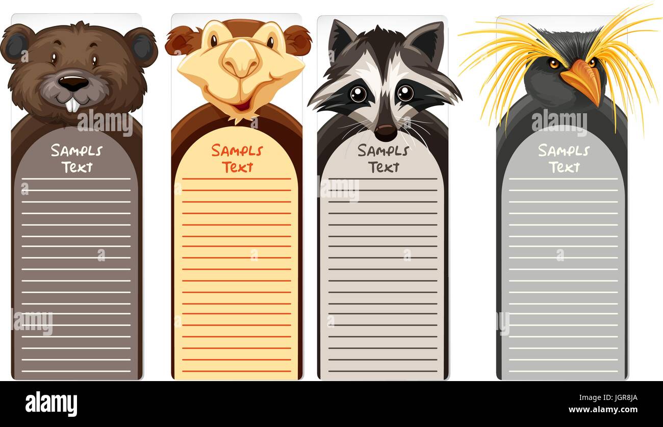 Paper template with different animal faces illustration Stock Vector ...