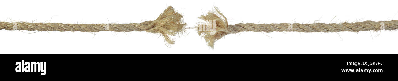 Rope fraying isolated on white Stock Photo - Alamy