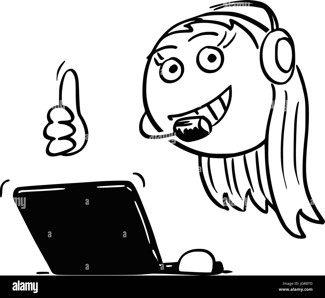 Line drawing woman working Black and White Stock Photos & Images - Alamy