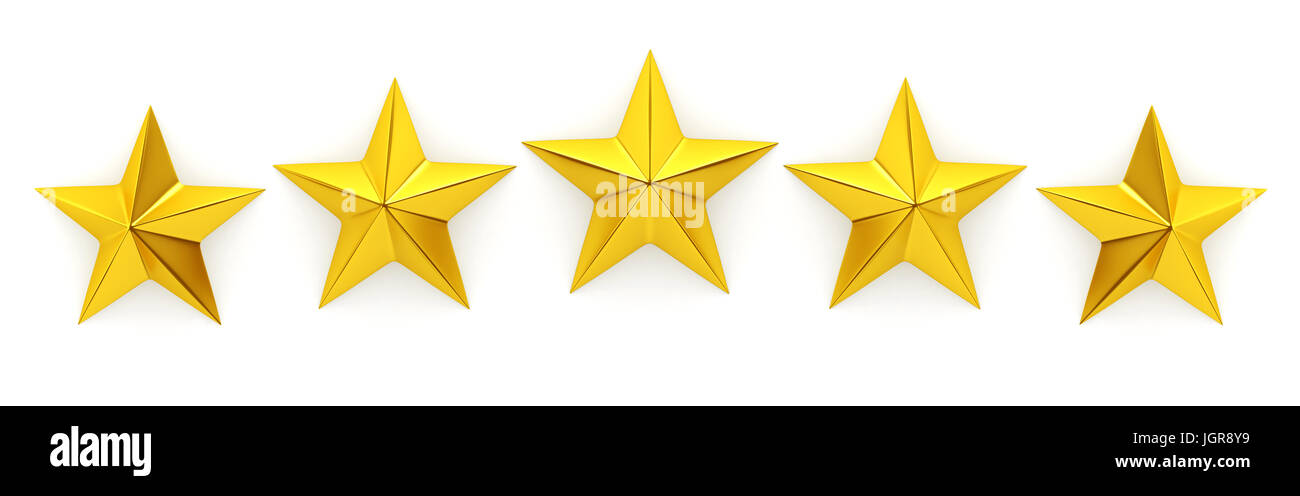 Five golden stars - 3d rendering Stock Photo - Alamy