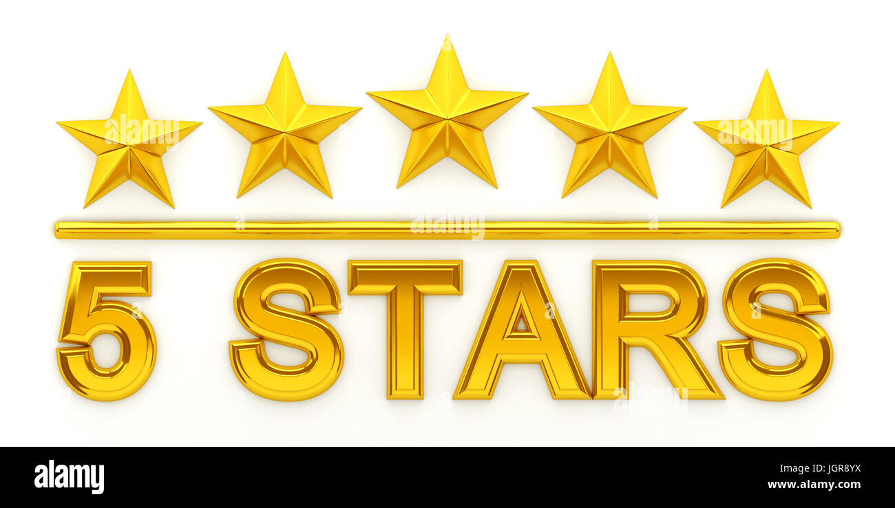 Five golden stars - 3d rendering Stock Photo - Alamy