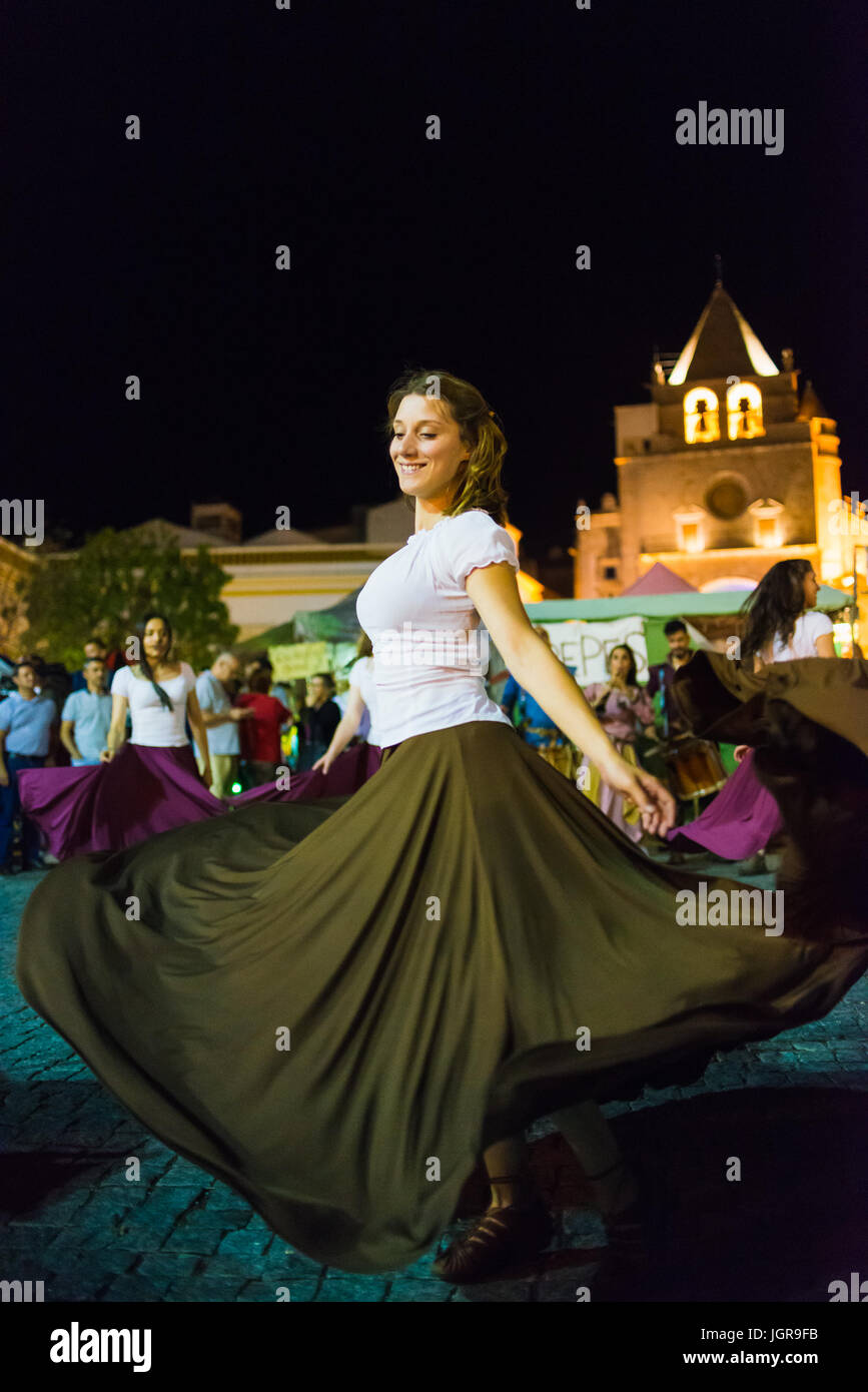 Elvas, Portugal - jun, 30, 2017; Medieval dancers, participate in the ...
