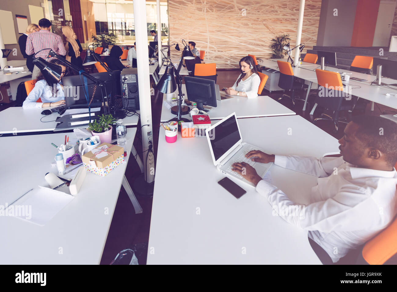 startup business people group working everyday job at modern office ...