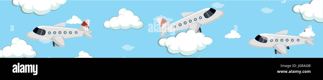 Three airplanes flying in sky illustration Stock Vector Image & Art - Alamy