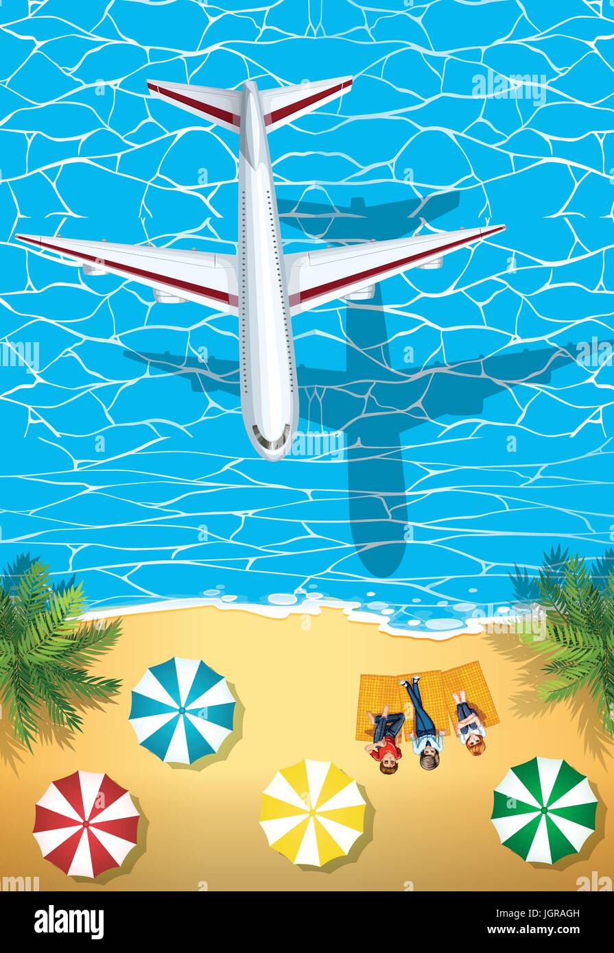 Aircraft flying over sea Stock Vector Images - Alamy