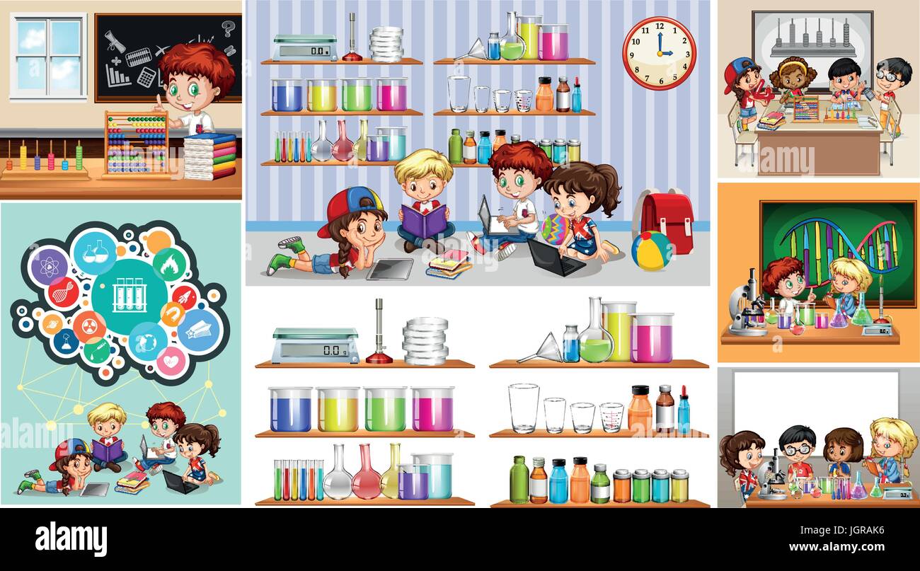 Different scenes at school illustration Stock Vector Image & Art - Alamy