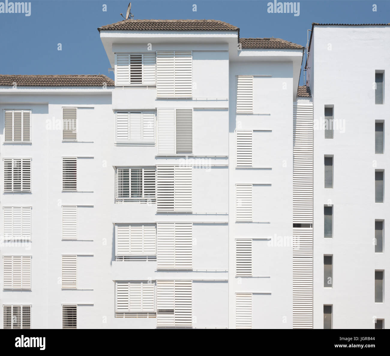 Residential building is white. Close-up front view Stock Photo - Alamy