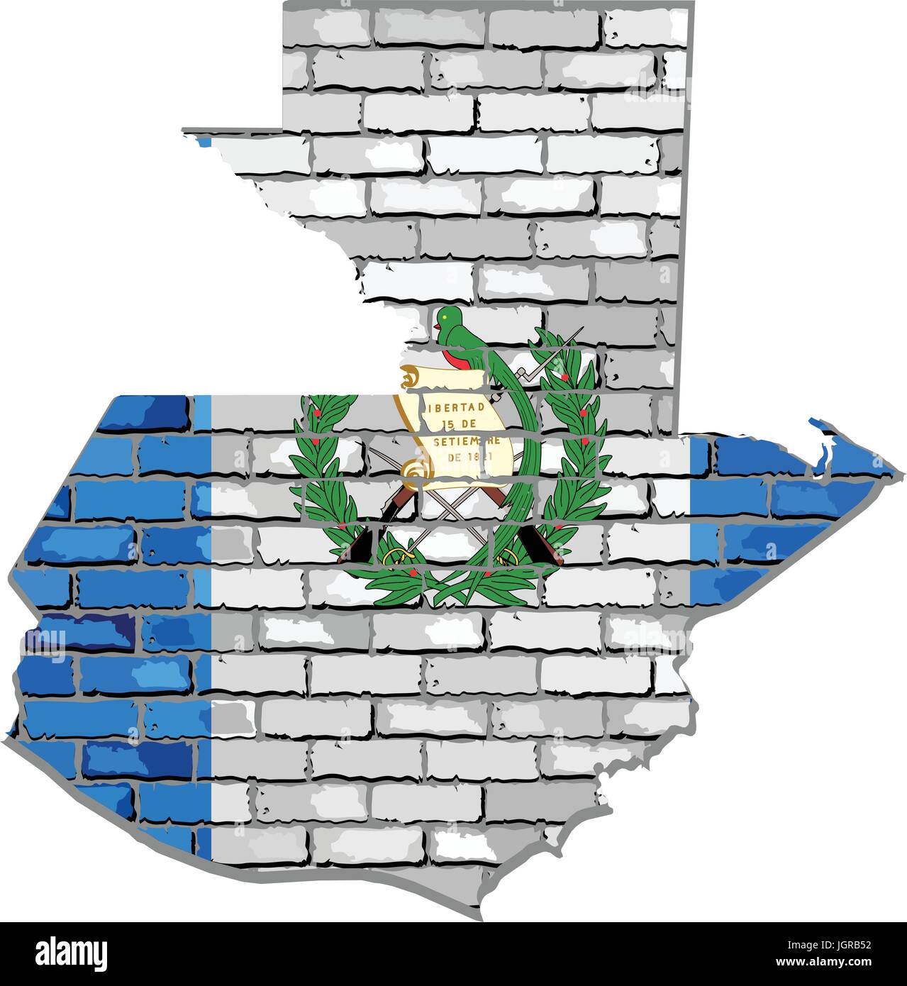 Guatemala map on a brick wall - Illustration, Guatemala map with flag ...