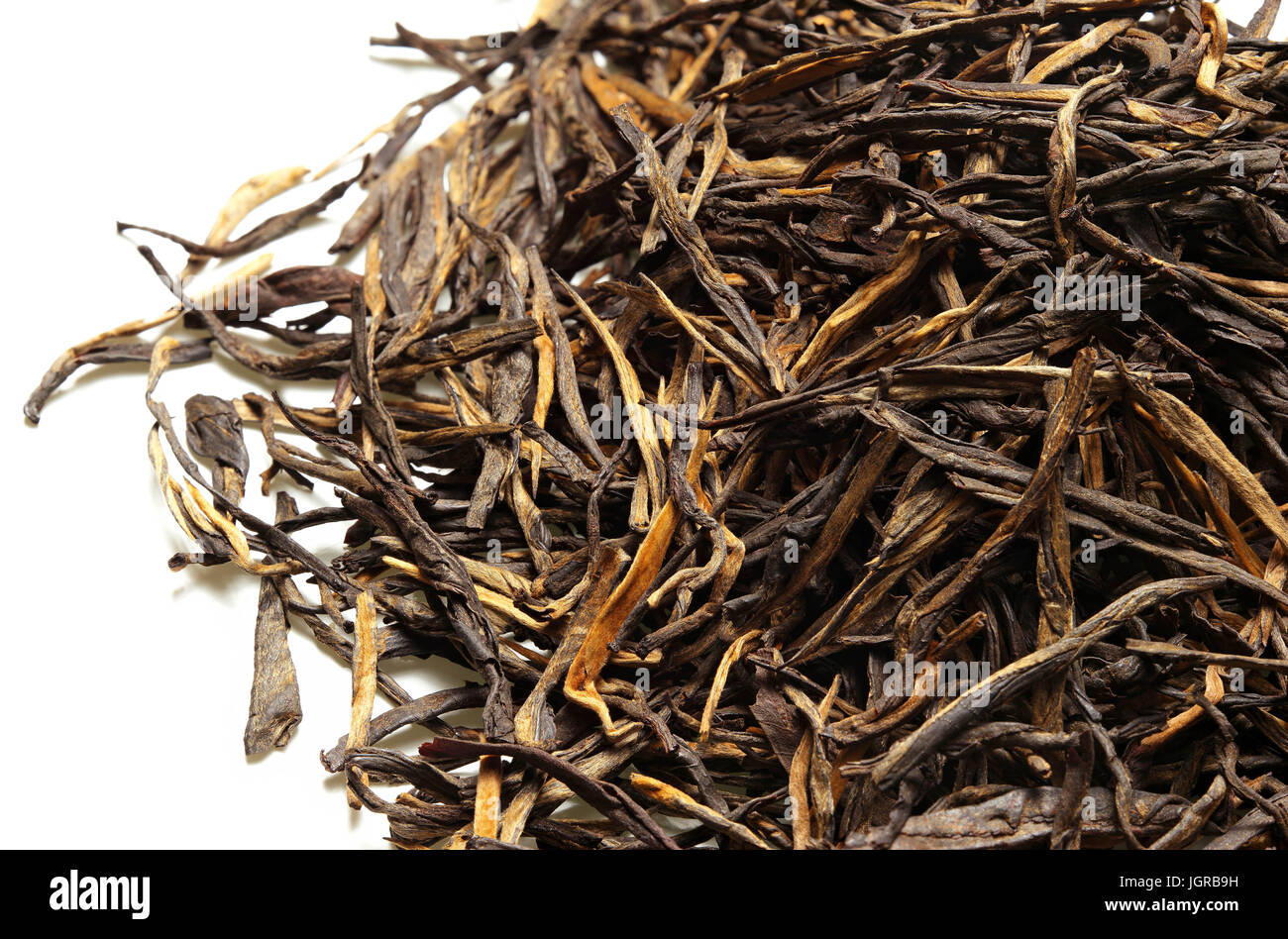 Black tea on white background. Top view. Close up. High resolution ...