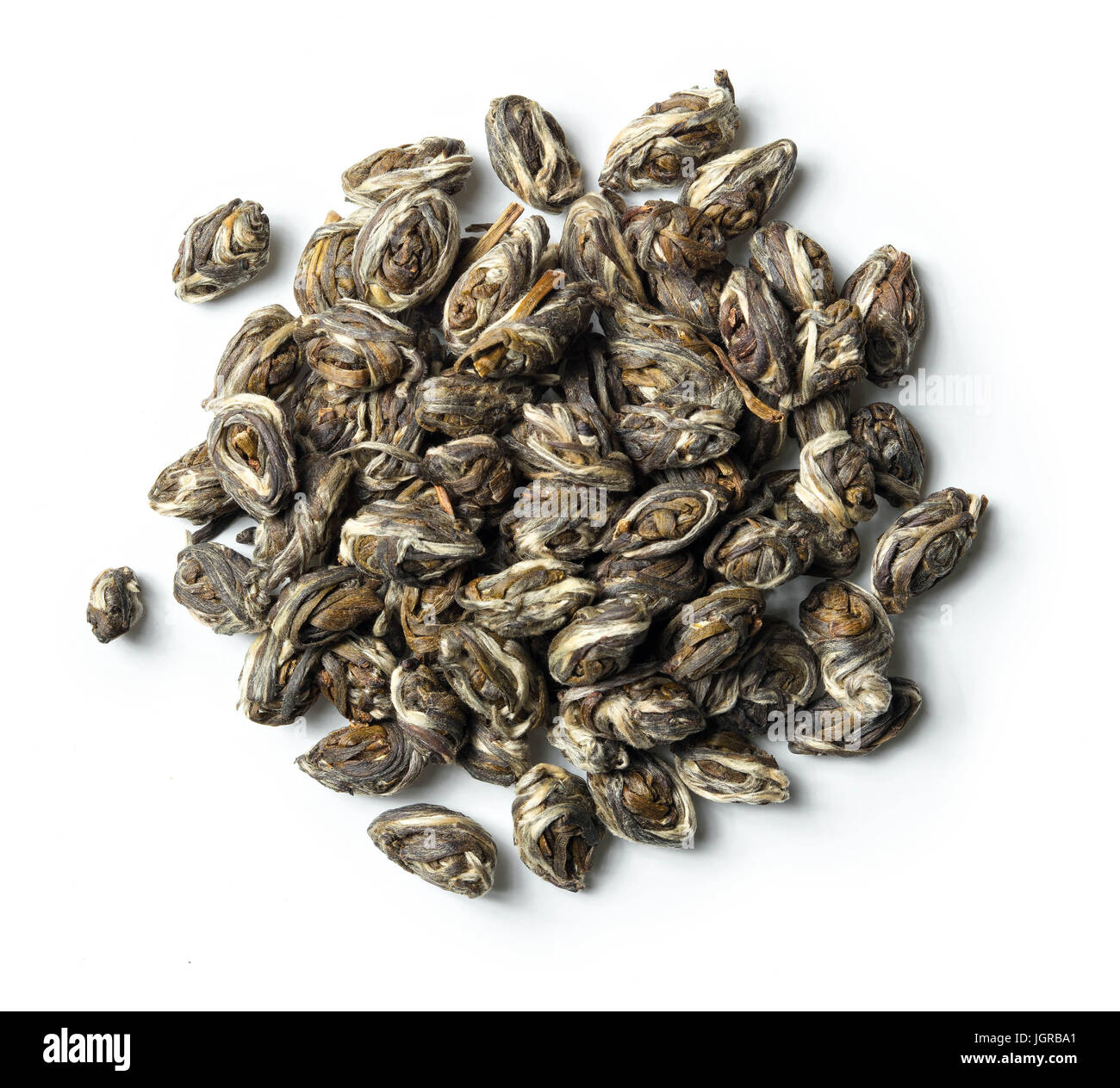 Phoenix Eyes. Pearl green tea on white background. Top view. Close up ...