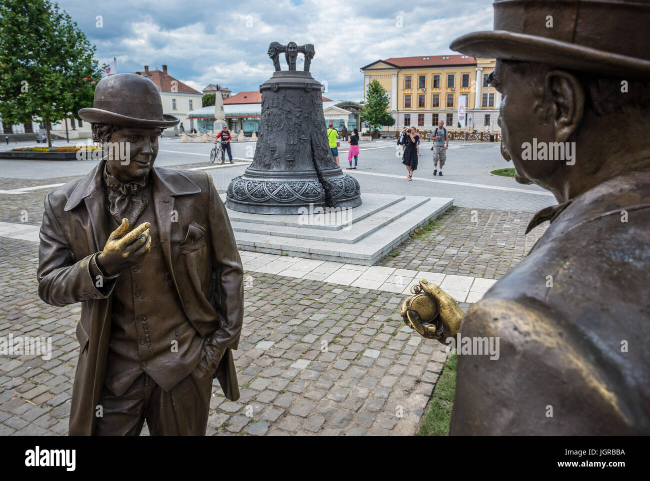 Bronze statues of talking men in Alba Carolina Fortress in Alba Iulia ...