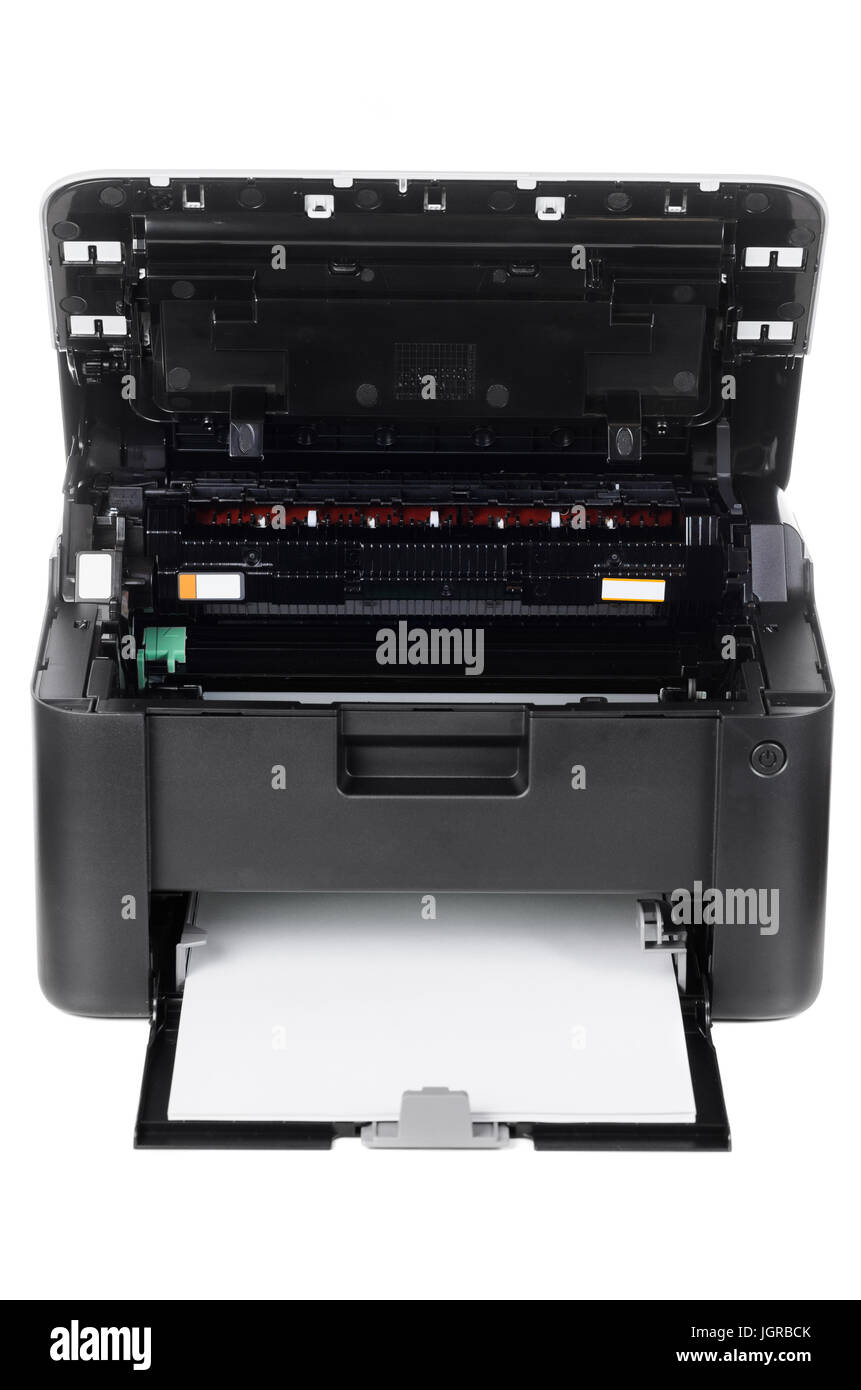 Compact laser home printer isolated on white background Stock Photo - Alamy