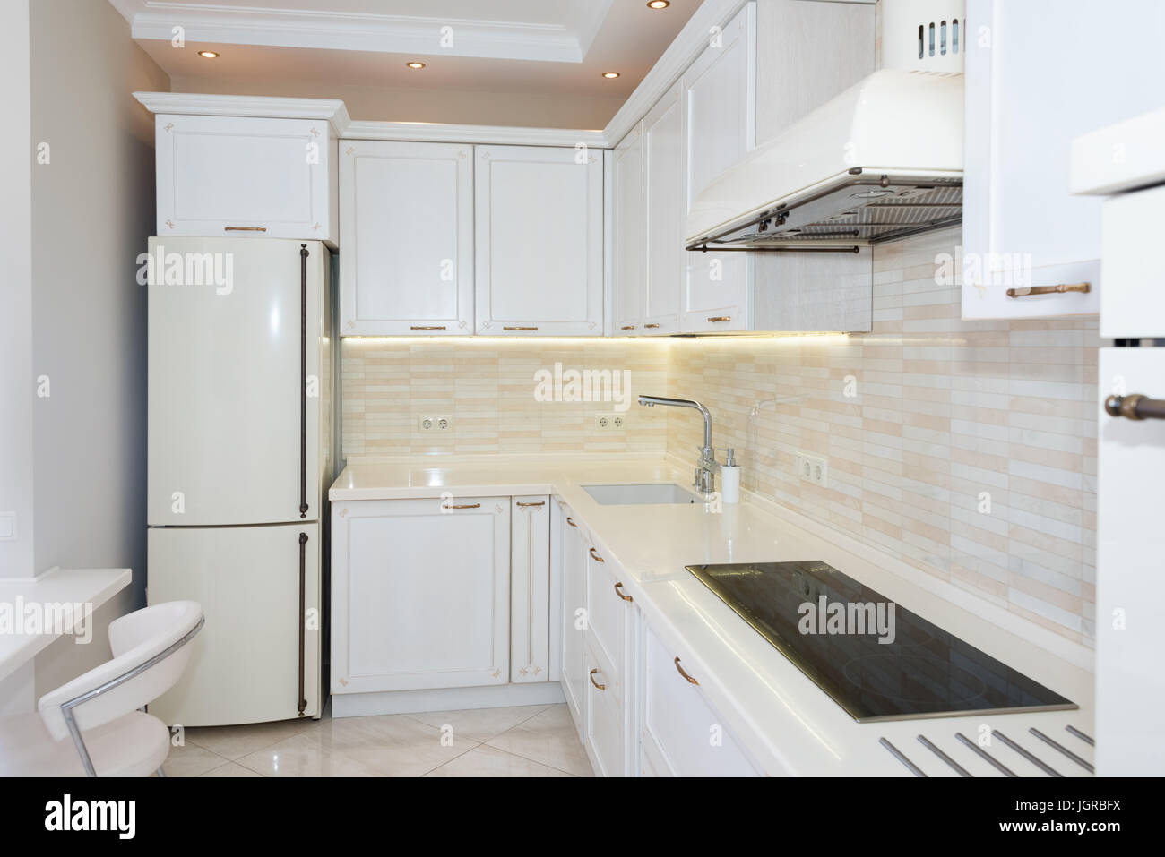 Modern, bright, clean kitchen interior in a luxury house. Interior ...