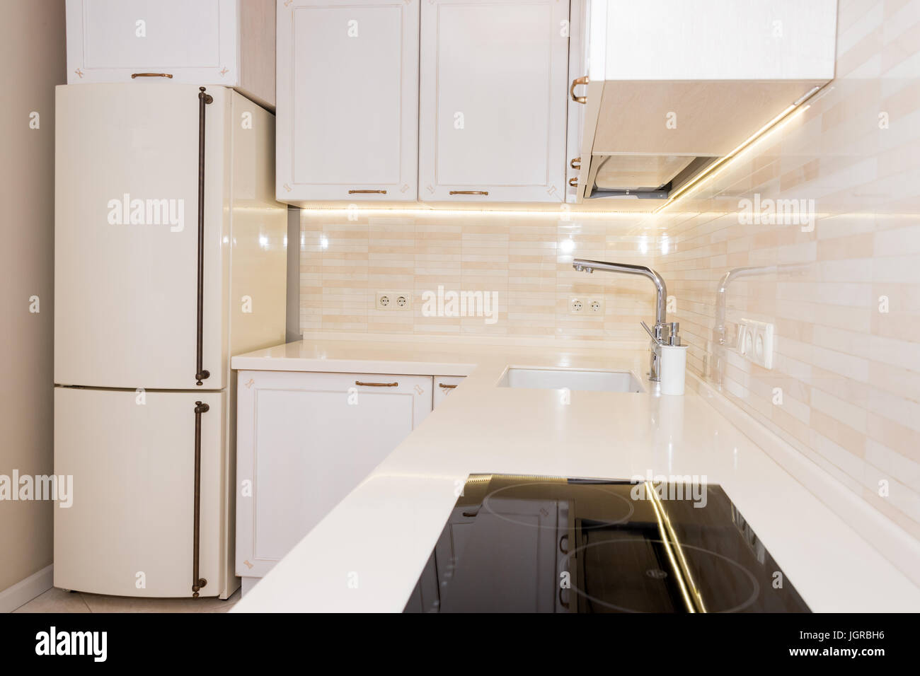 Modern, bright, clean kitchen interior in a luxury house. Interior ...